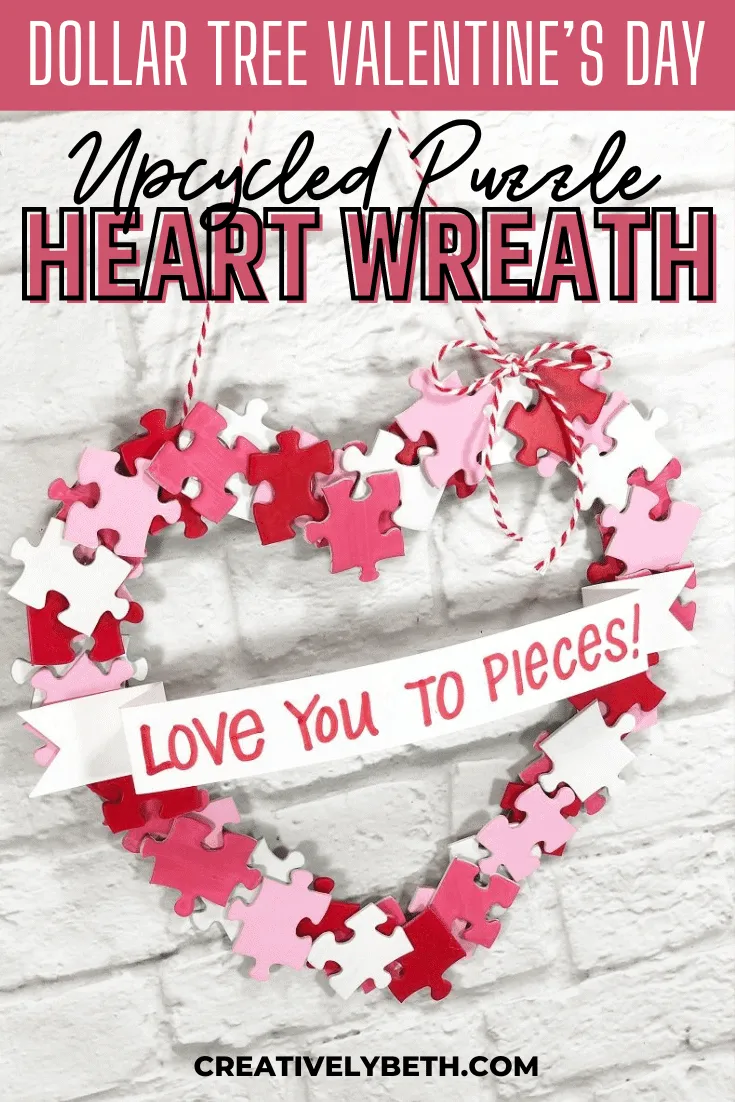 Puzzle Piece Heart Wreath for Valentine's Day