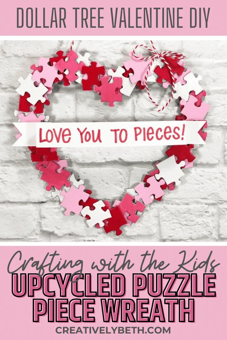 Puzzle Piece Heart Wreath for Valentine's Day