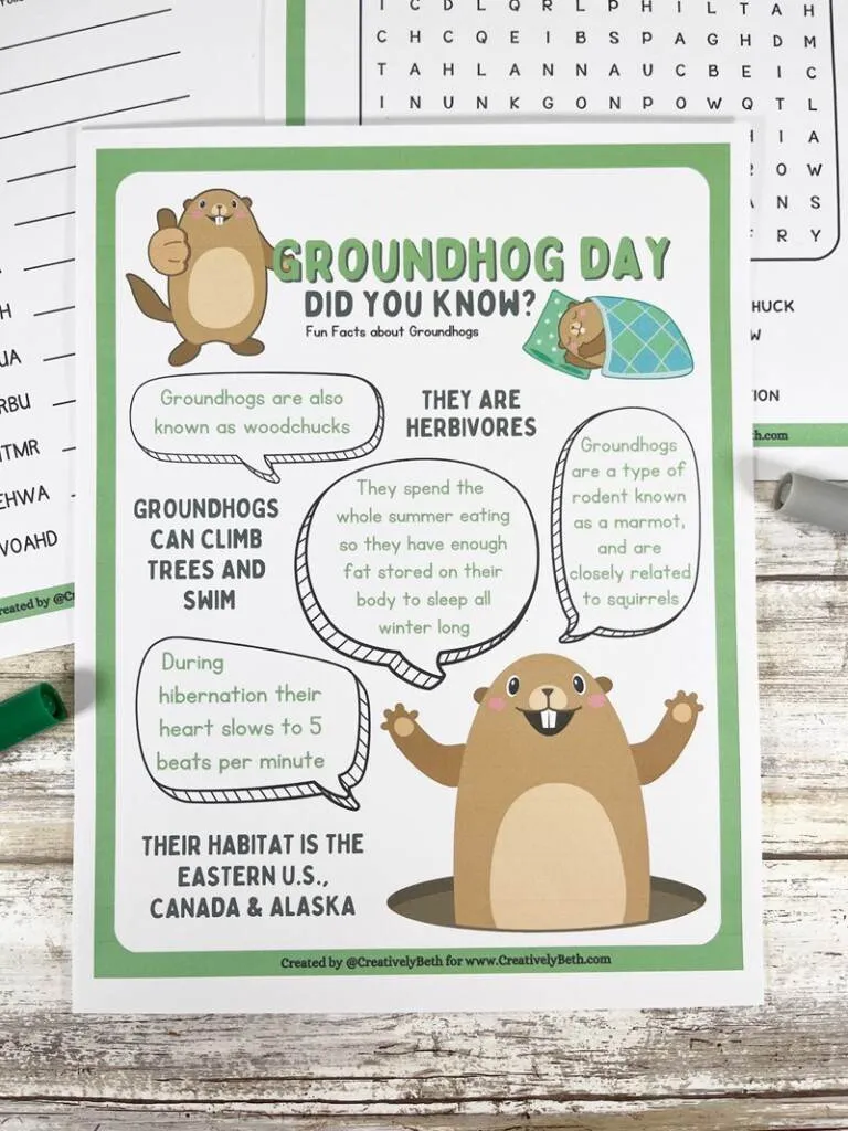 Free Groundhog Day Printables
