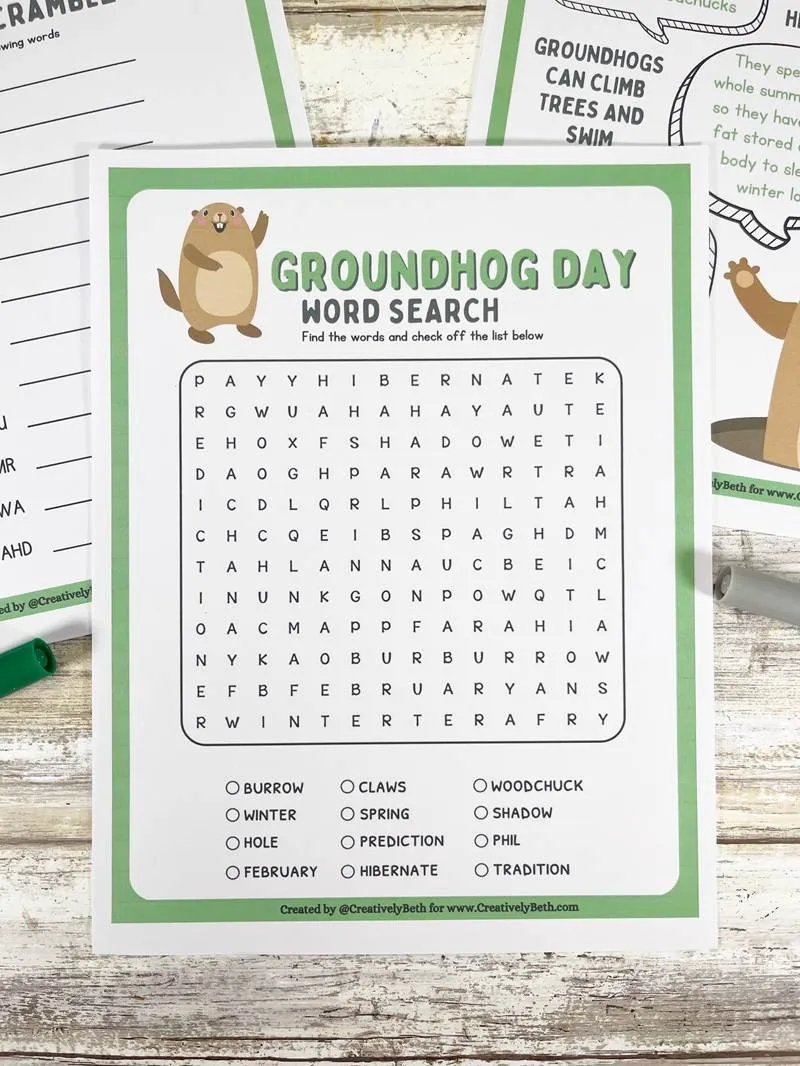 Free Groundhog Day Printables