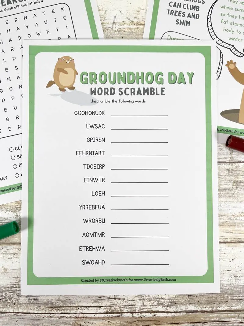 Free Groundhog Day Printables