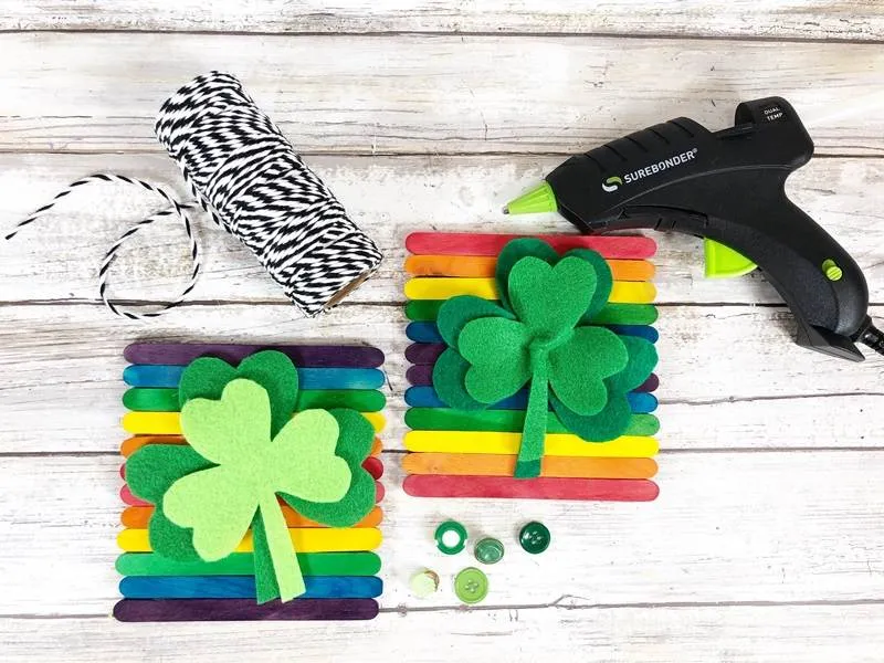 Dollar Tree Rainbow Craft Stick Shamrock Sign